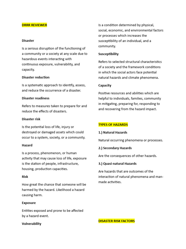DRRR REVIEWER | PDF | Hazards | Earthquakes