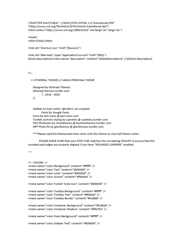 Janus Tumblr Theme Code | Download Free PDF | Internet | Social Software
