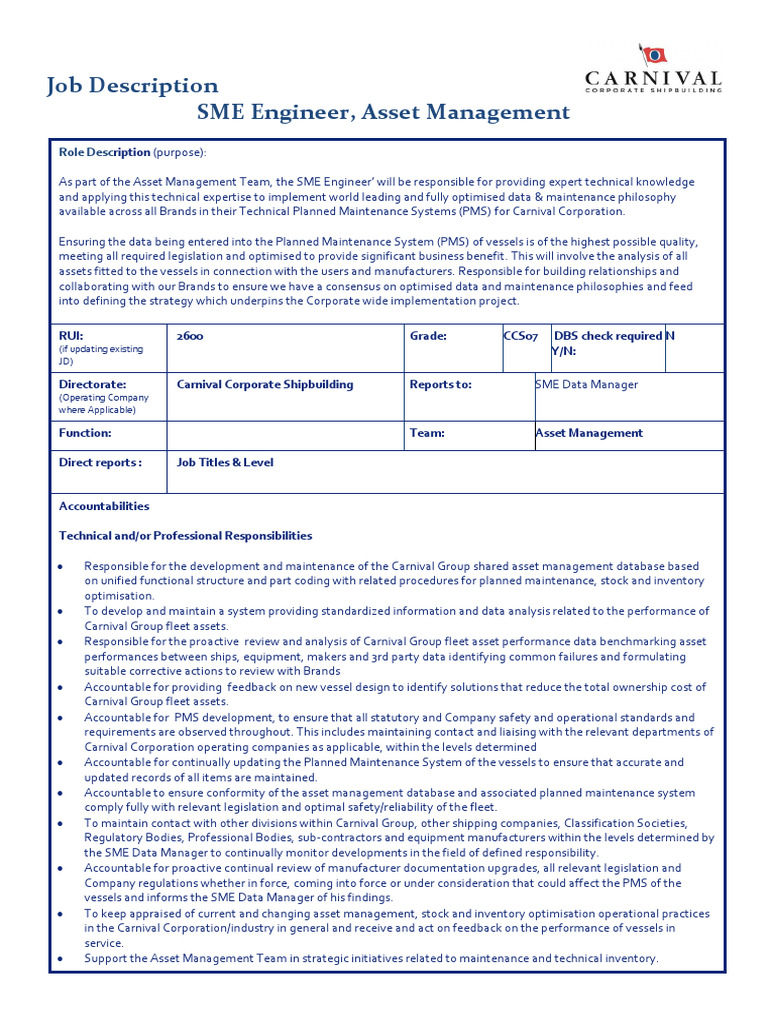 SME engineer | PDF | Asset Management | Leadership