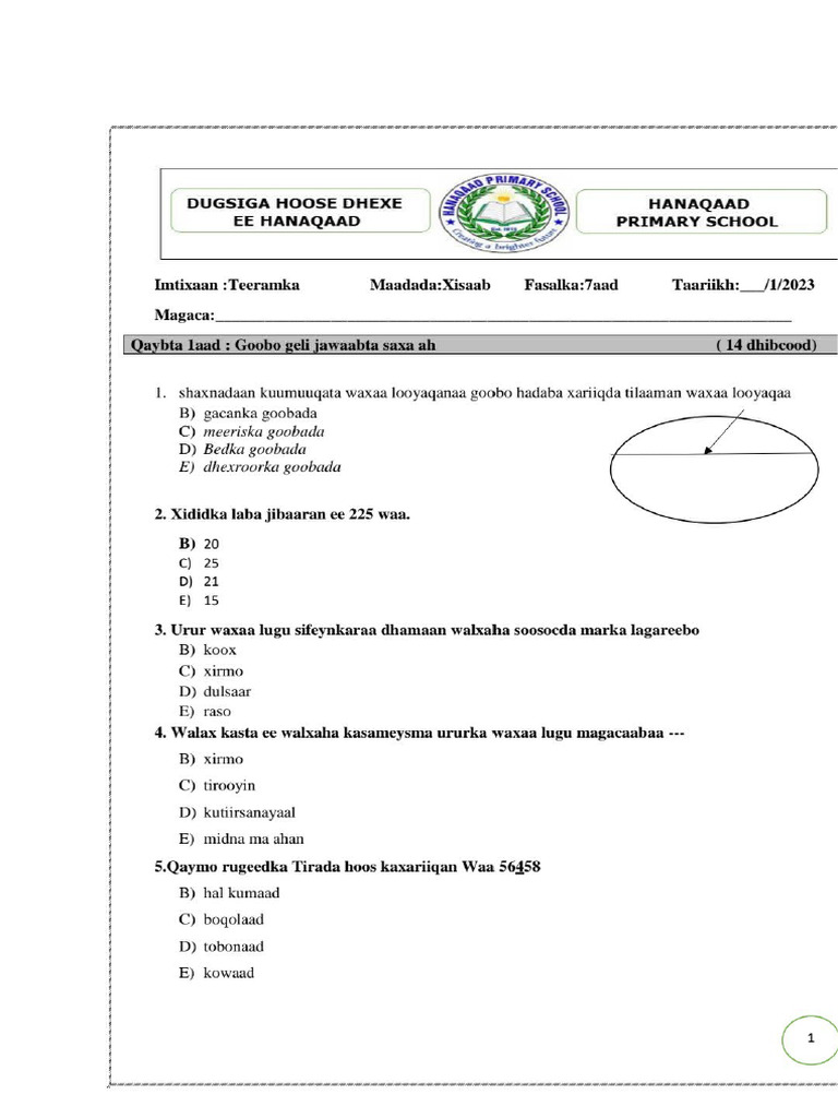 Fasalka 7 Aad Xisaab | PDF