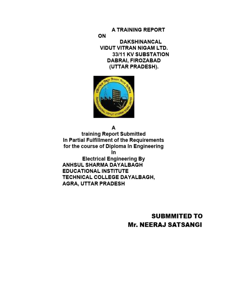 33 11 KV Substation Training Report | PDF | Electrical Substation ...