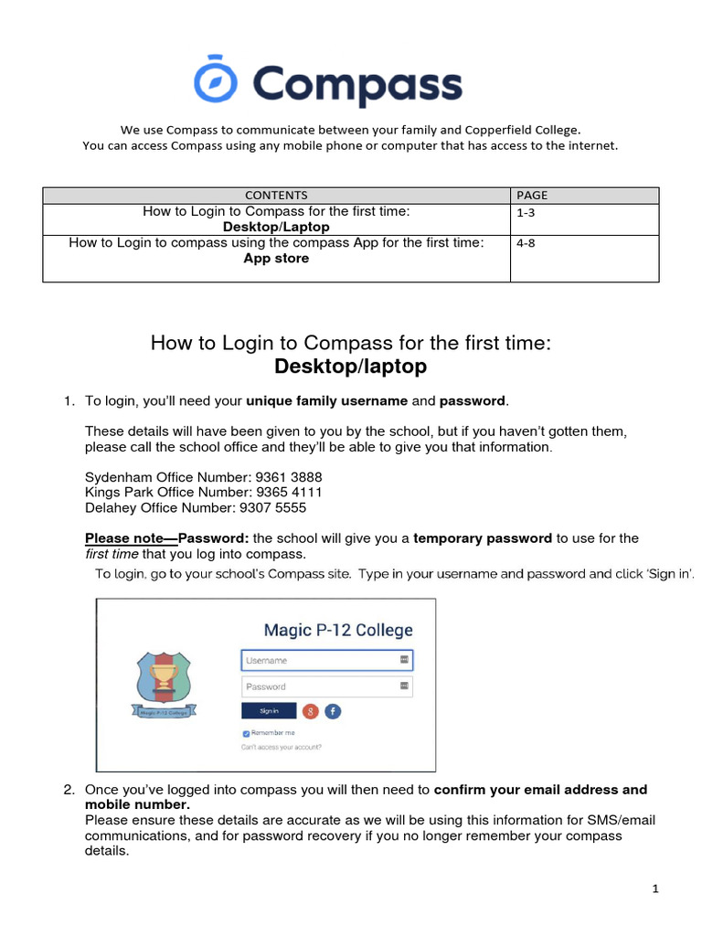 How To Log Into Compass and Download App FINAL | PDF | Login | Icon (Computing)