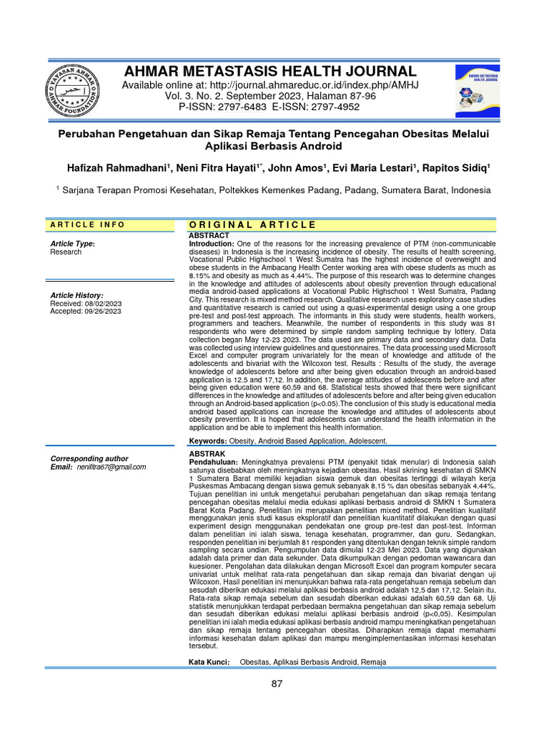 Ahmar Metastasis Health Journal | PDF