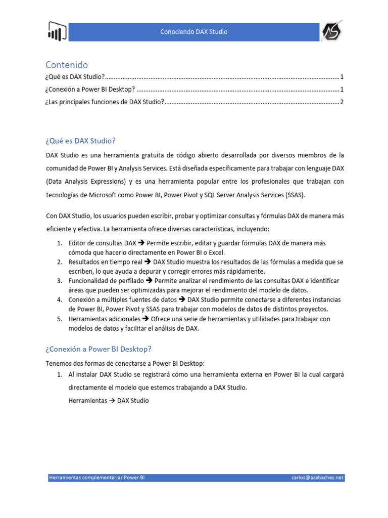 Conociendo DAX Studio | PDF | Microsoft Excel | Tecnologías de la información