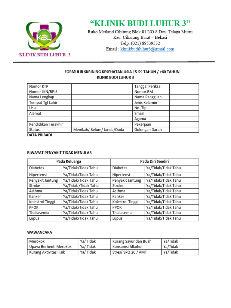 3.3.6 Dokumen Skrining Pasienn | PDF