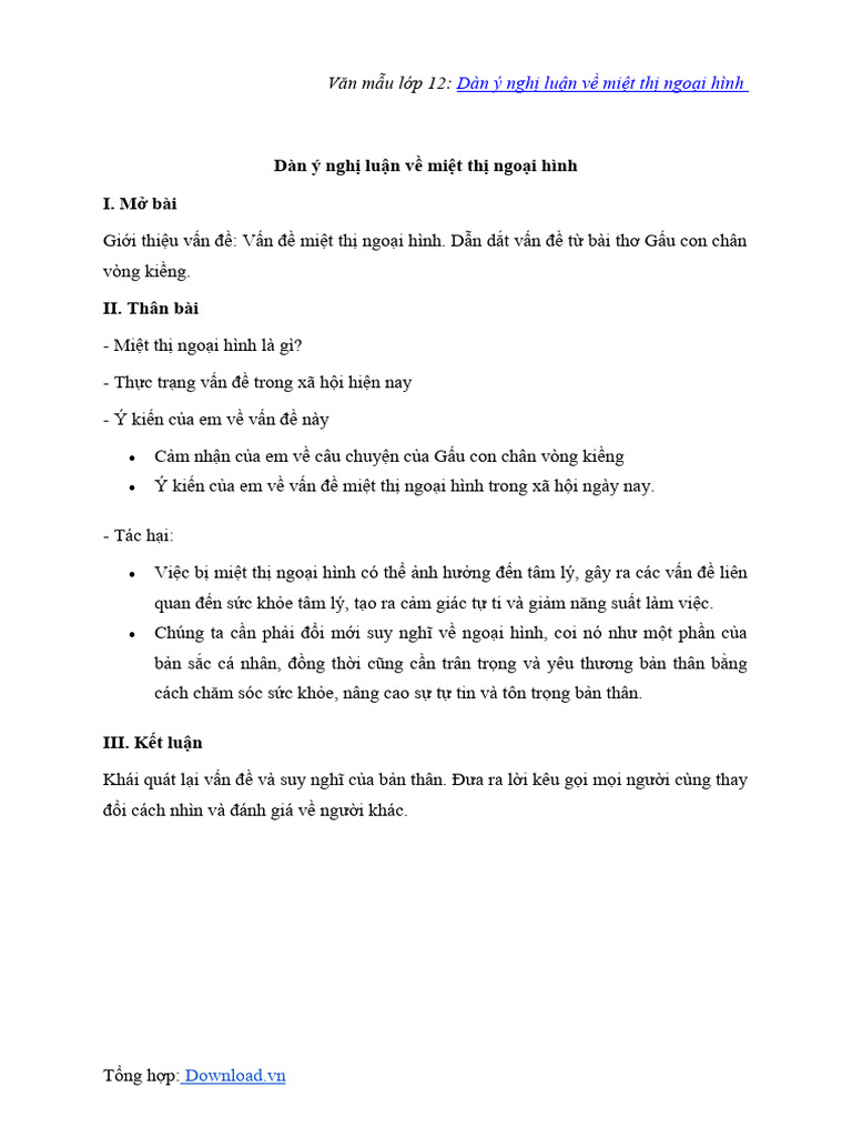 Dan y Nghi Luan Ve Van de Miet Thi Ngoai Hinh | PDF