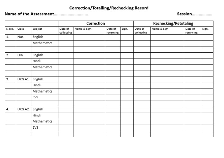 Correction & Recorrection Record | PDF