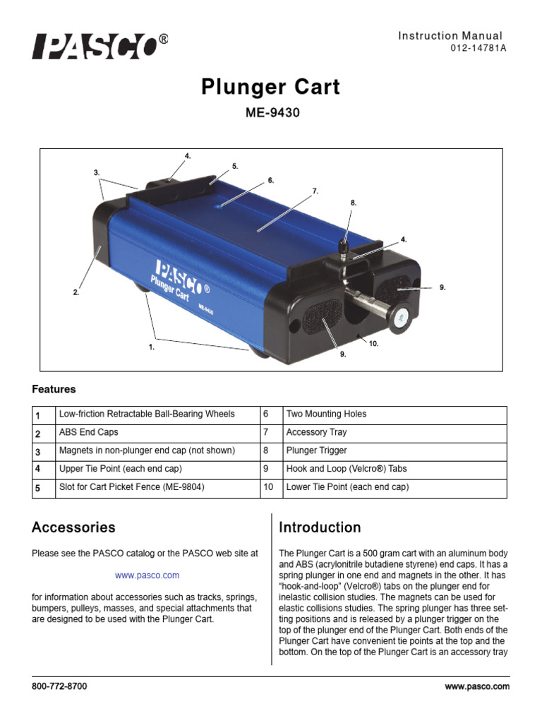 Plunger Cart Instruction Manual ME 9430 | PDF | Friction | Force