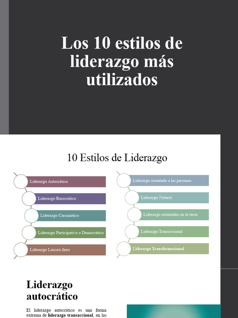 Los 10 Estilos de Liderazgo Mã¡s Utilizados | PDF | Liderazgo | Economias