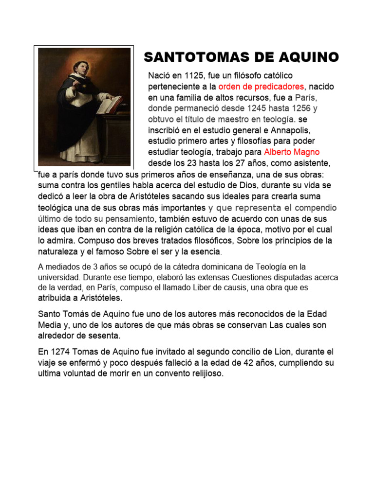 Santo tomas de Aquino | PDF