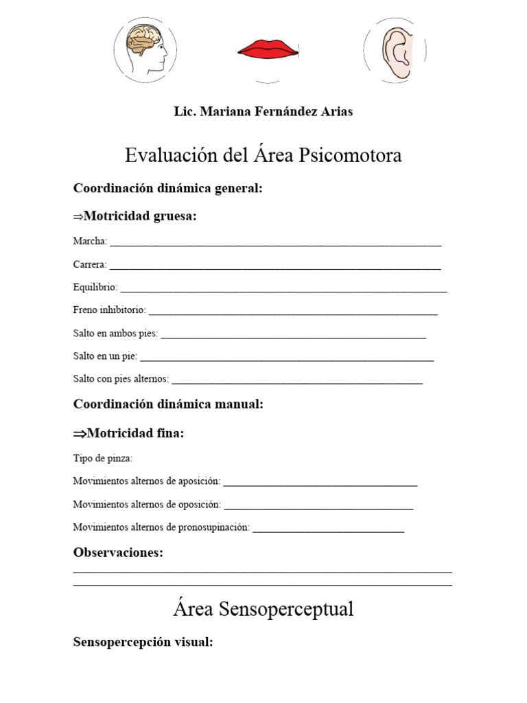 Evaluación Del Área Psicomotora | PDF | Neurociencia