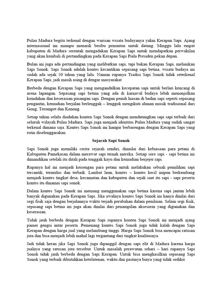 Sejarah Sapi Sonok | PDF