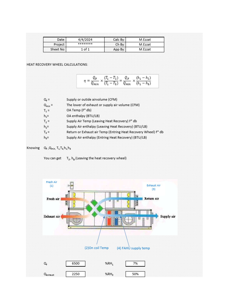 Heat Recovery Calculation Sheet | PDF | Building Engineering | Physical ...