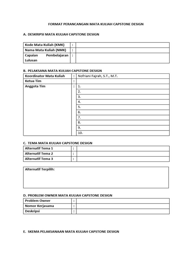 Panduan Mata Kuliah Capstone Design | PDF