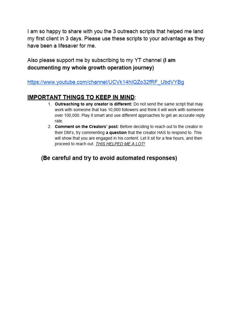 Outreach Template | Download Free PDF | Mass Media