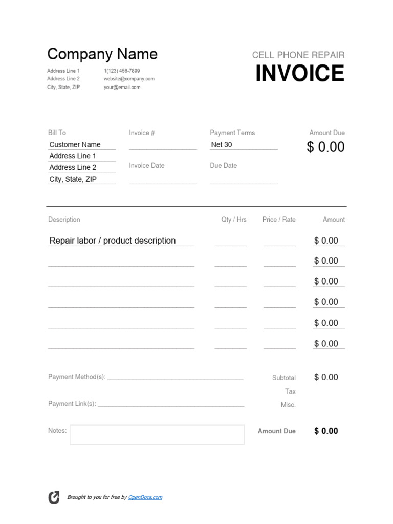 Cell Phone Repair Invoice | PDF | Invoice | Taxation