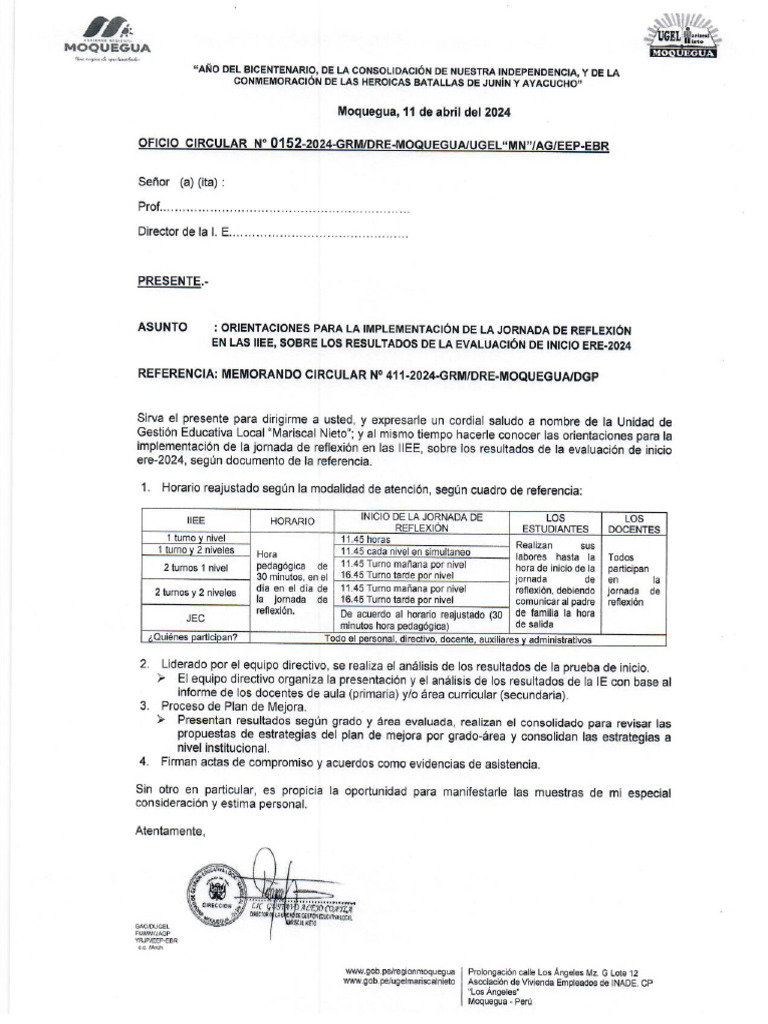 Oficio circular 152-2024 | PDF