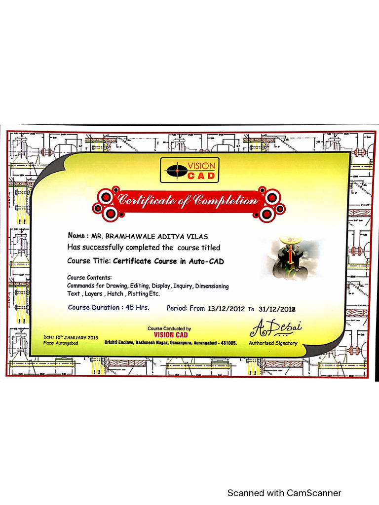 AutoCAD Certificate | PDF