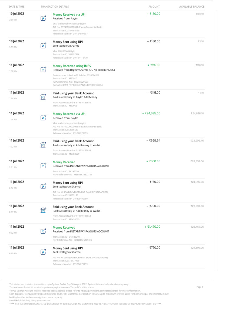 Paytm 6 Months Statement 4 | PDF | Banks | Payments