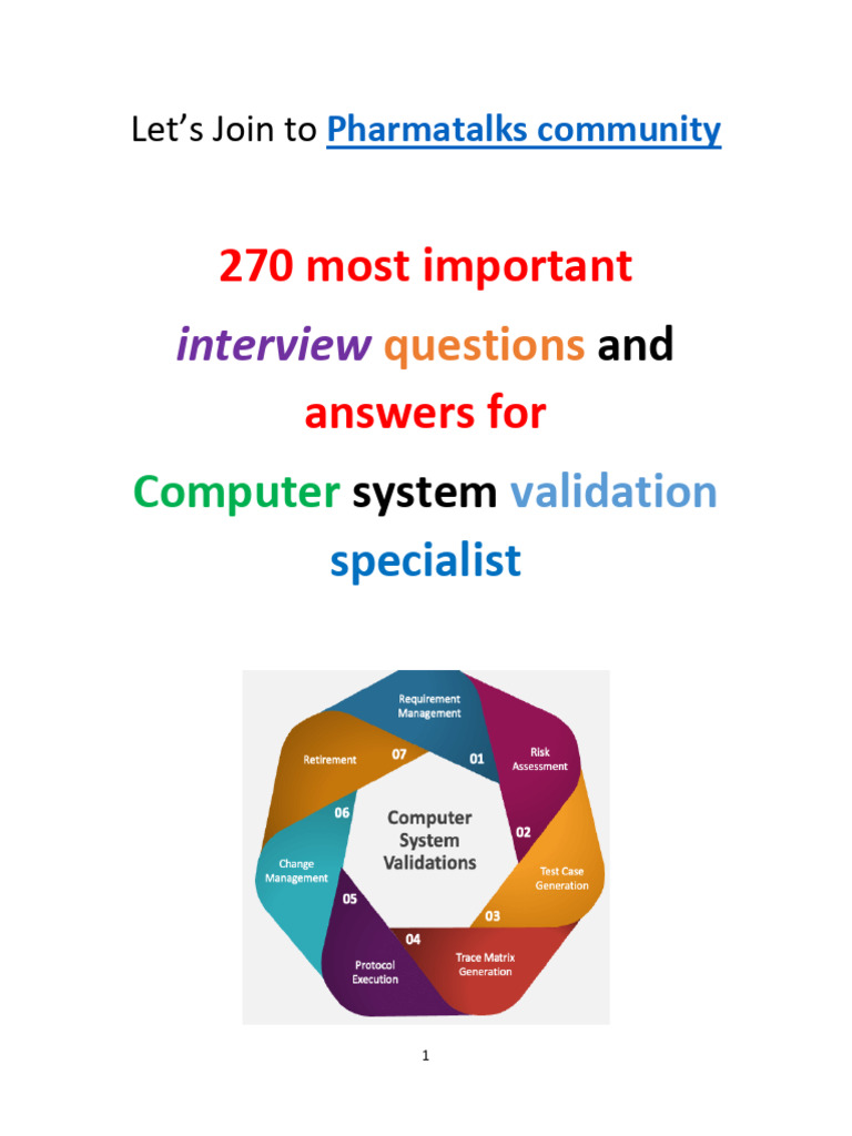 270 Interview Computer System Validation Specialist | PDF ... 270 Interview Computer System Validation Specialist | PDF ...