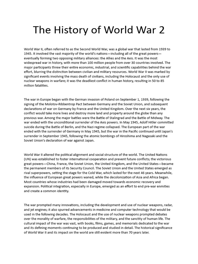 The History of World War 2 | PDF | World War II | Global Politics