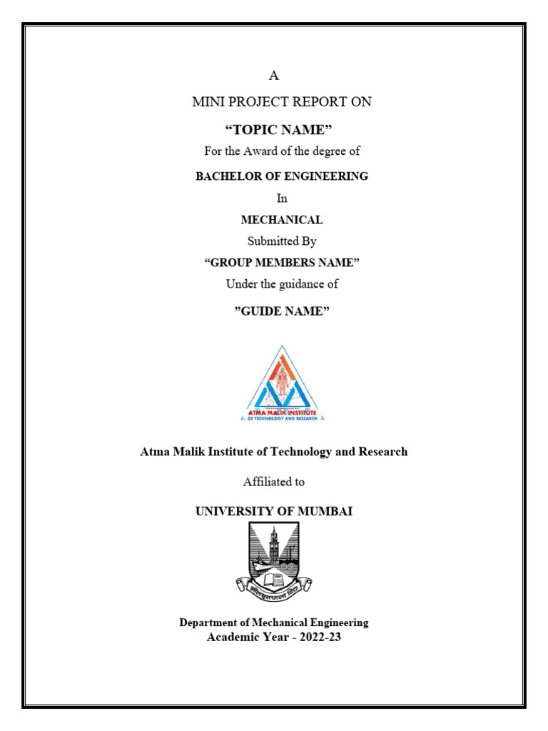 Mini Project report format sb | PDF | Academic Degree | Science