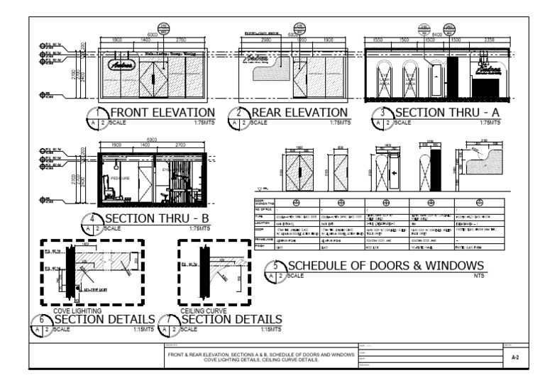 Front Elevation Rear Elevation Section Thru - A: A 2 Scale 1:75MTS A 2 ...