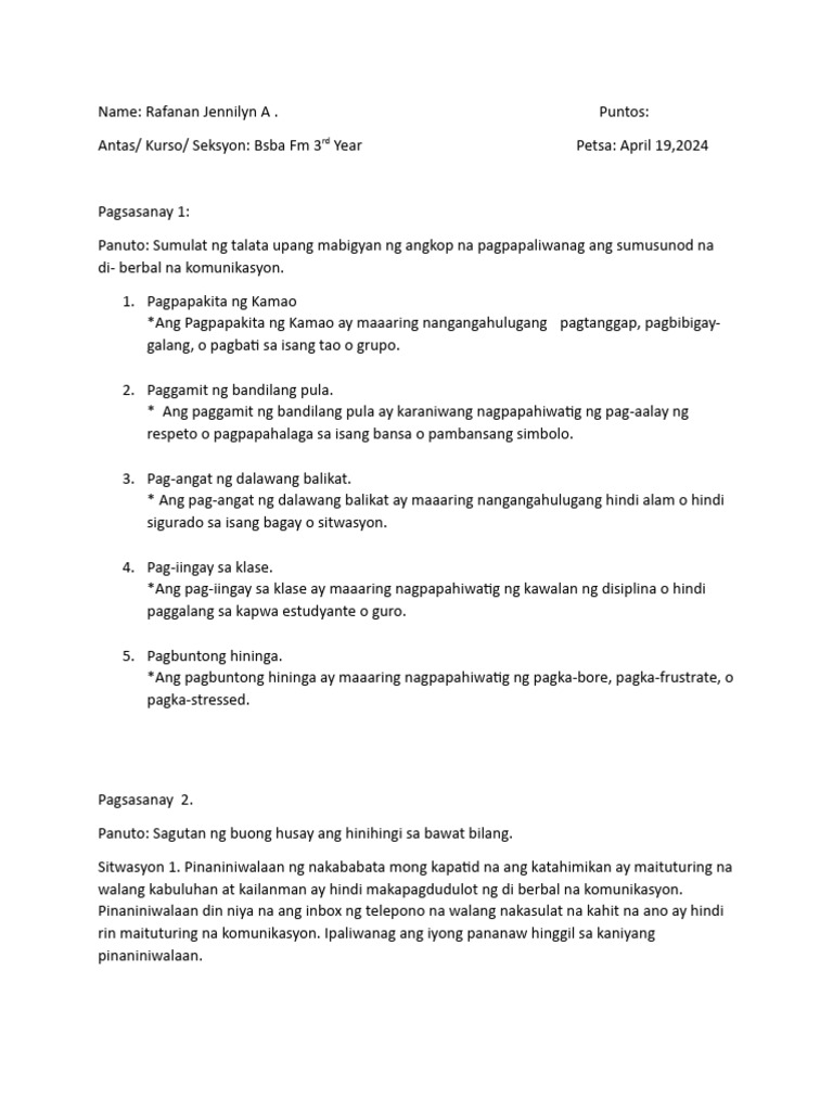 Komfil Activity April 19 2024 | PDF