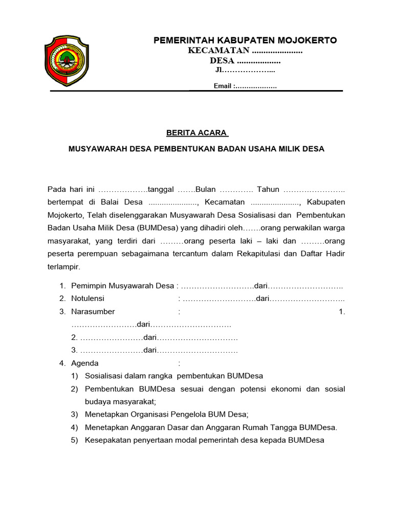 Berita Acara Musdes | PDF