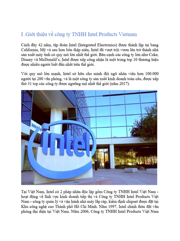 Công Ty TNHH Intel Producs Vietnam | PDF