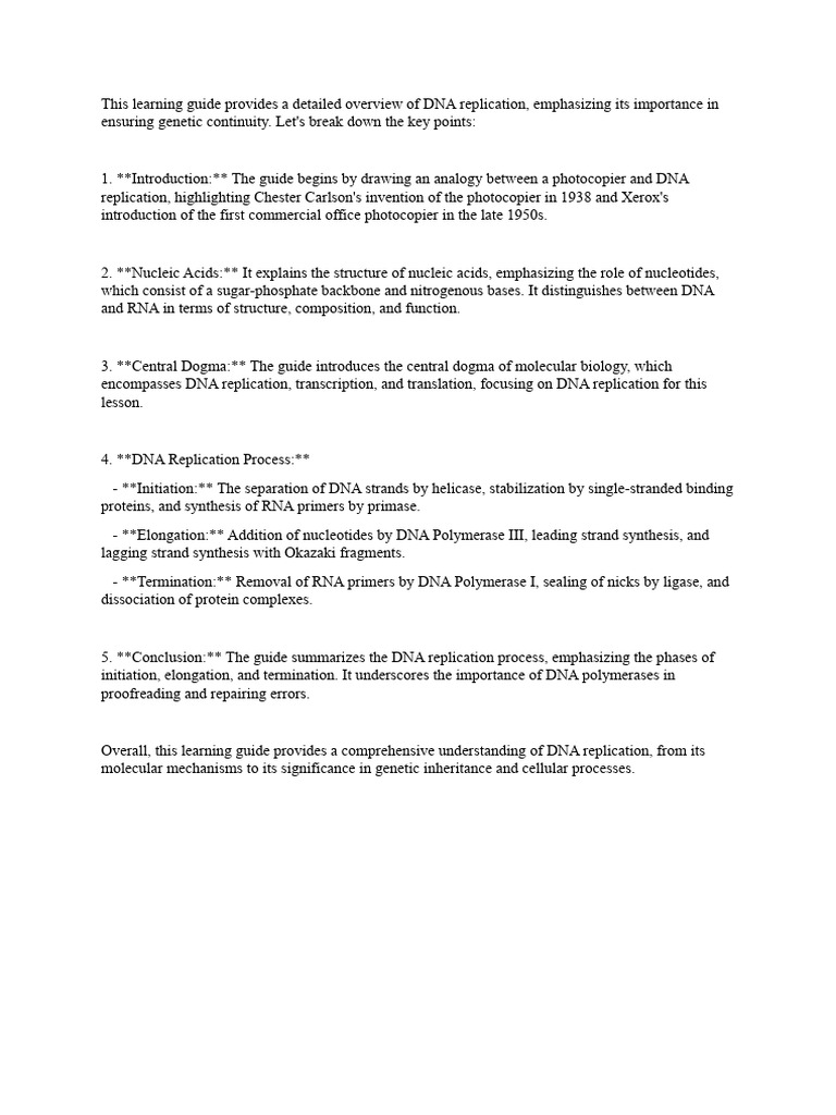 DNA Replication: Key Processes Explained | PDF