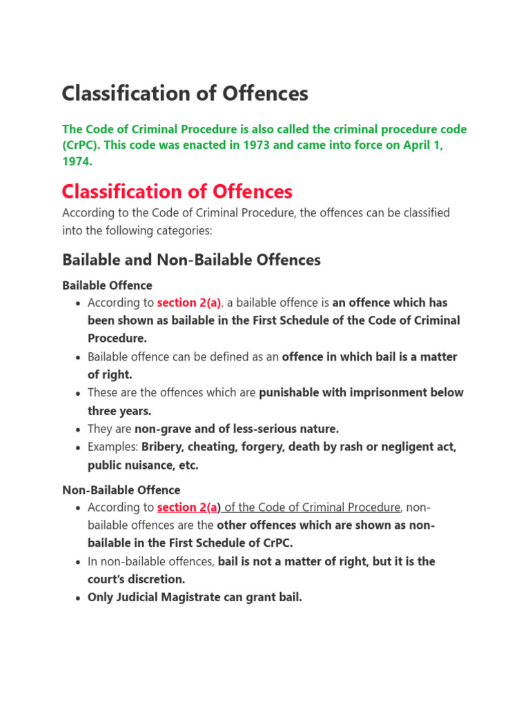 Classification of Offence | PDF | Arrest Warrant | Arrest