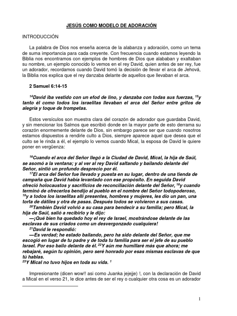 Jesus Como Modelo de Adoración J.V. | PDF | David | Arca de la Alianza
