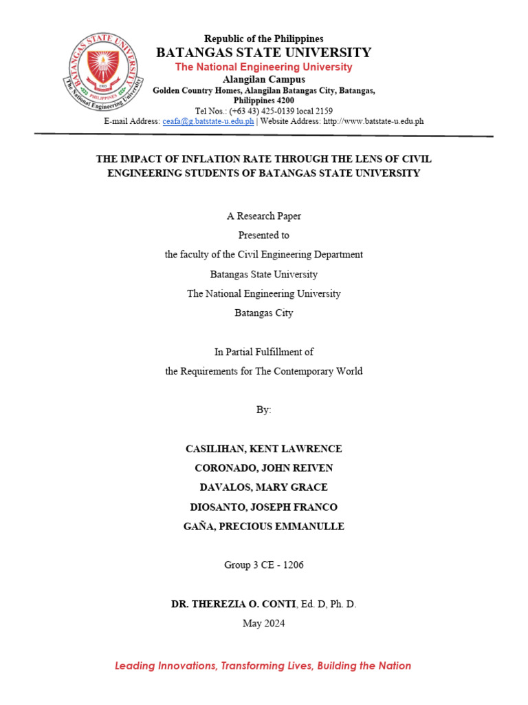 Group 3 Revised SOP and Questionnaire | PDF | Cost Of Living | Inflation