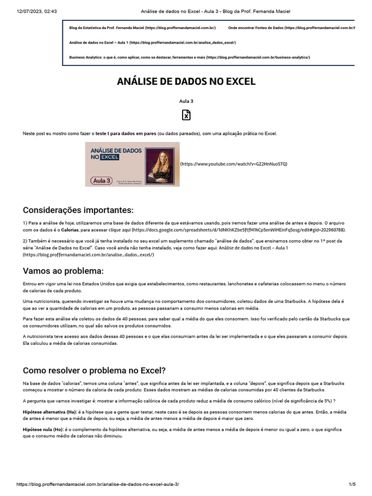 Análise de Dados No Excel - Aula 3 - Blog Da Prof. Fernanda Maciel ...
