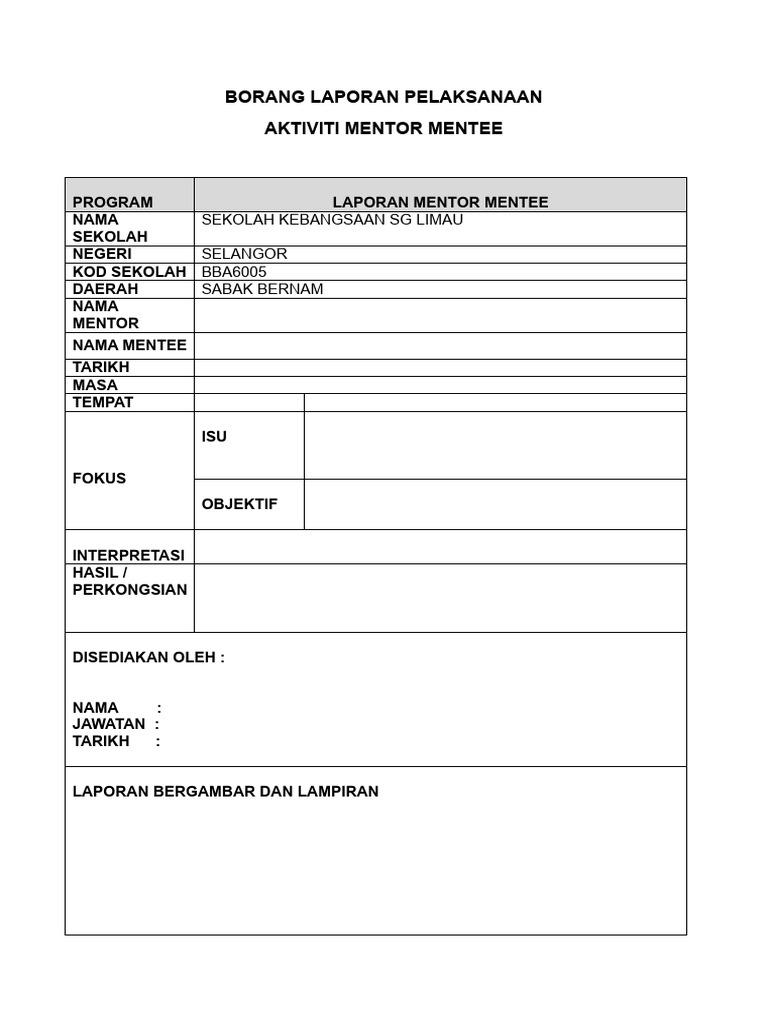 Borang Laporan Mentor Mentee | PDF