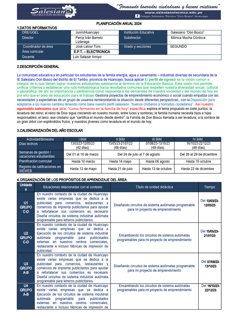 Plan Anual 2023 Electronica Descargar Gratis Pdf Evaluación