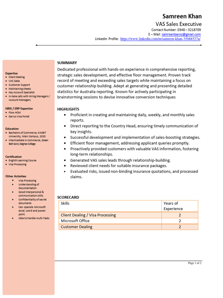 Resume - Samreen Khan | PDF | Business