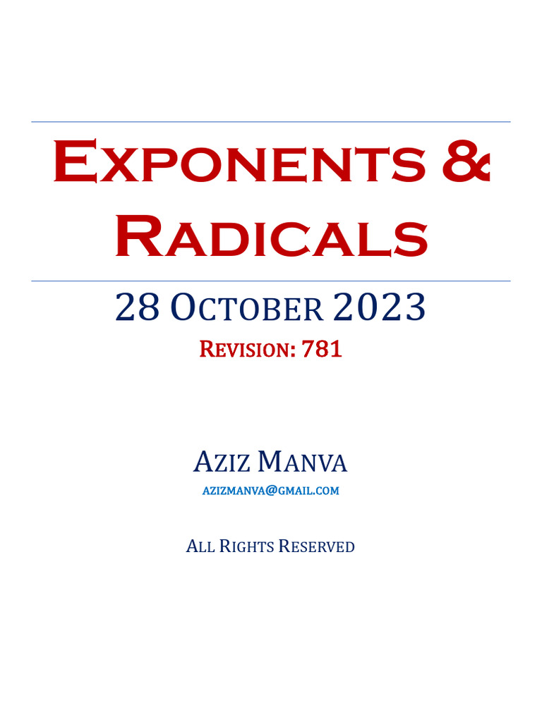 Exponents and Radicals Overview | PDF | Exponentiation | Mathematics