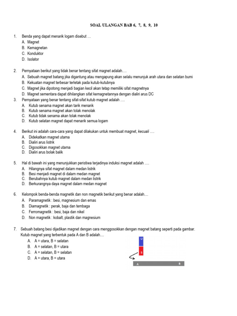 Soal Ulangan Bab 6, 7, 8, 9, 10 | PDF