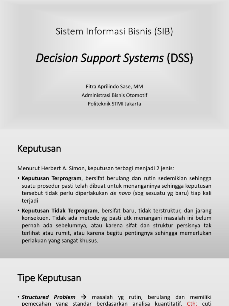 Materi 6 Decision Support System | PDF