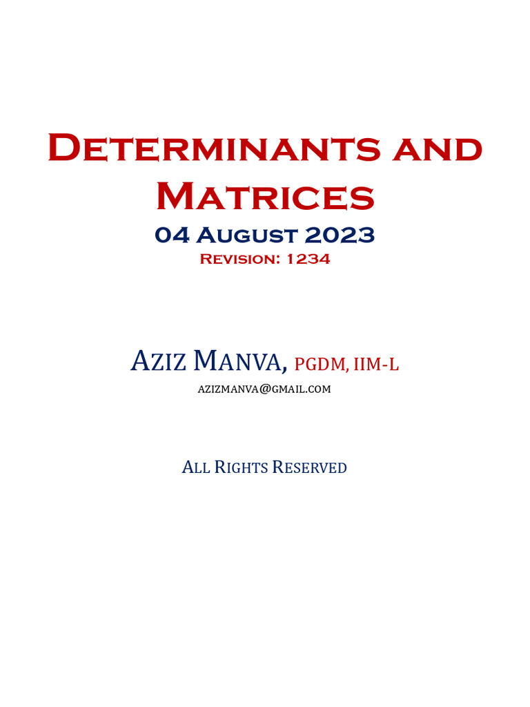A15 Determinants and Matrices | Download Free PDF | Matrix (Mathematics) | Determinant