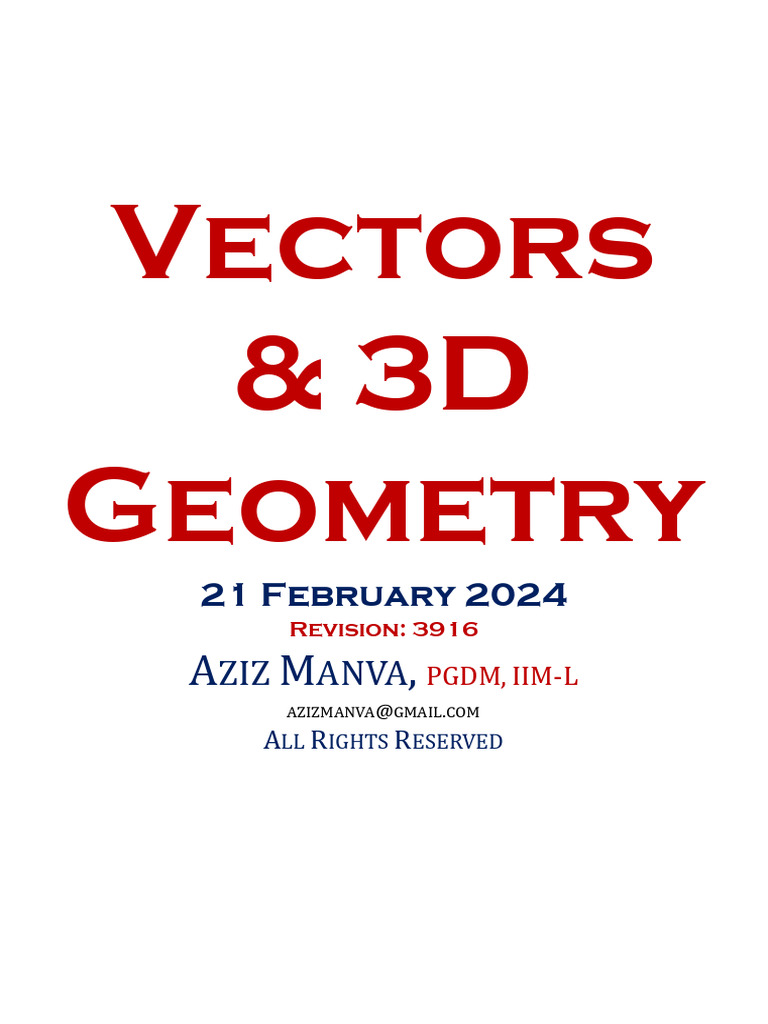 Vectors and 3D Geometry Guide | PDF | Euclidean Vector | Line (Geometry)
