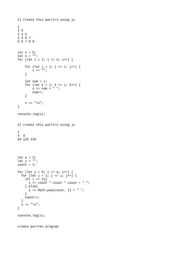parttern program | PDF | Numbers | Arithmetic