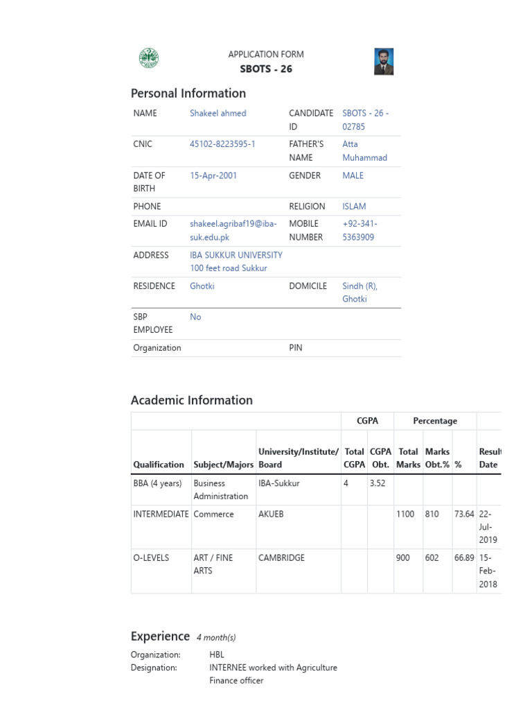 SBOTS 26 Application Form Details | PDF | Economies