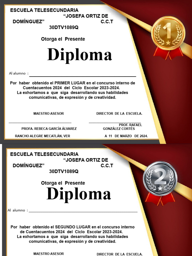 Diplomas Editables 2024 | PDF | Etapas educativas