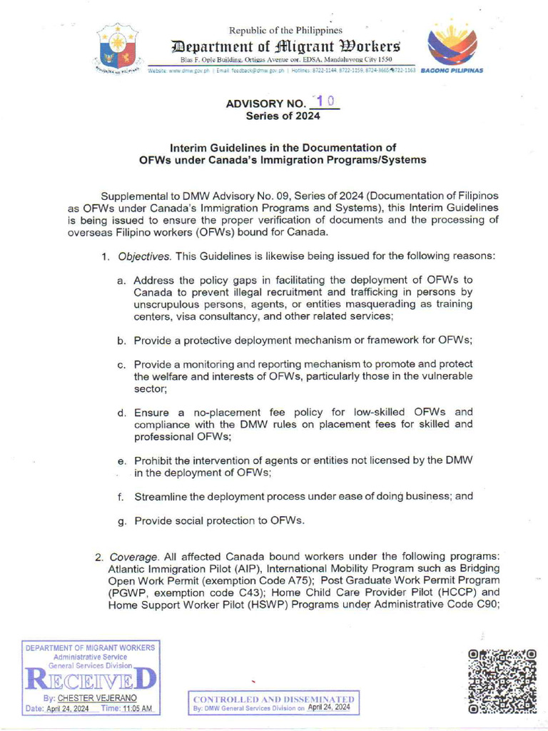 DMW Advisory 10 2024 | PDF