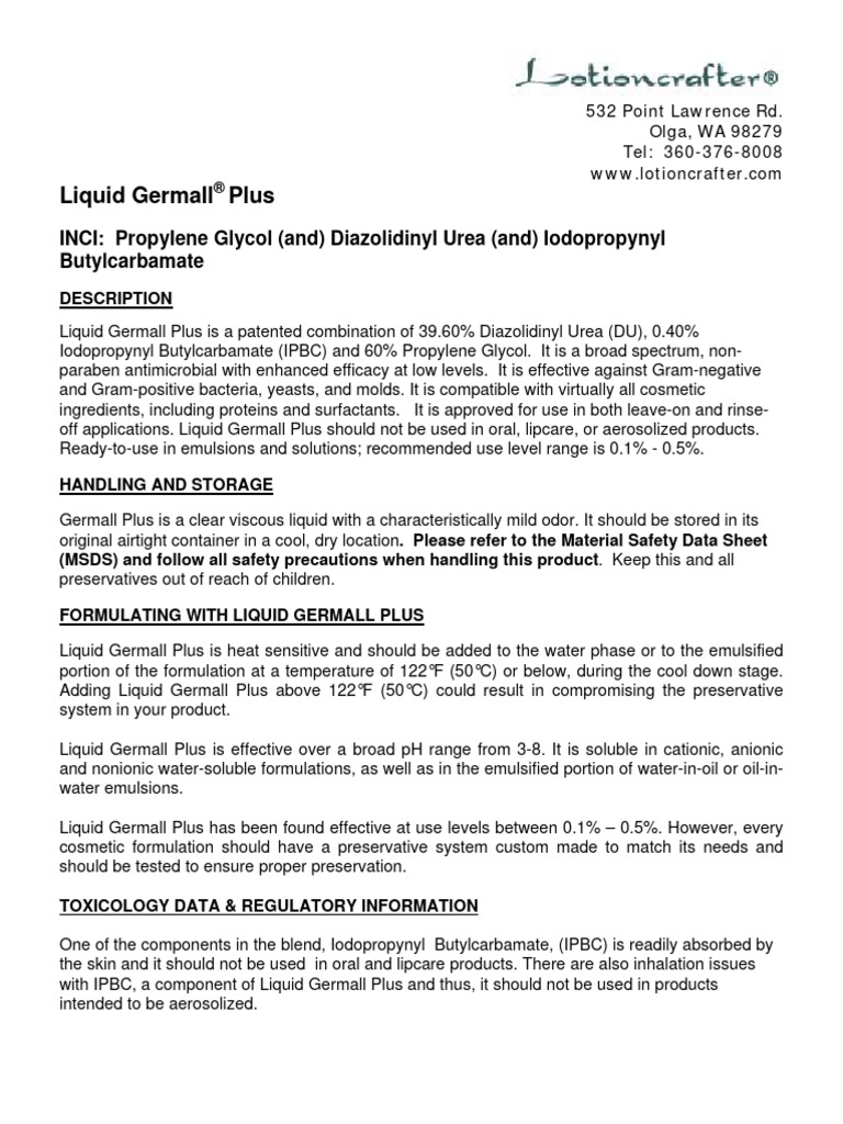 Tech Data Liquid Germall Plus | PDF | Emulsion | Chemical Substances