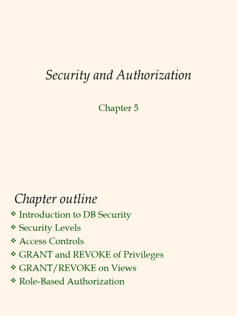 Ch05 Security Authorization | PDF | Databases | Data Management
