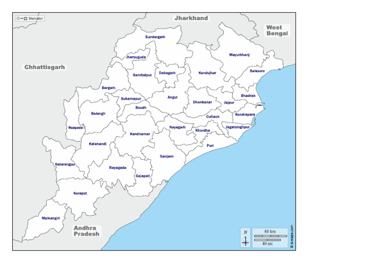 Odisha Map With Boundary | PDF
